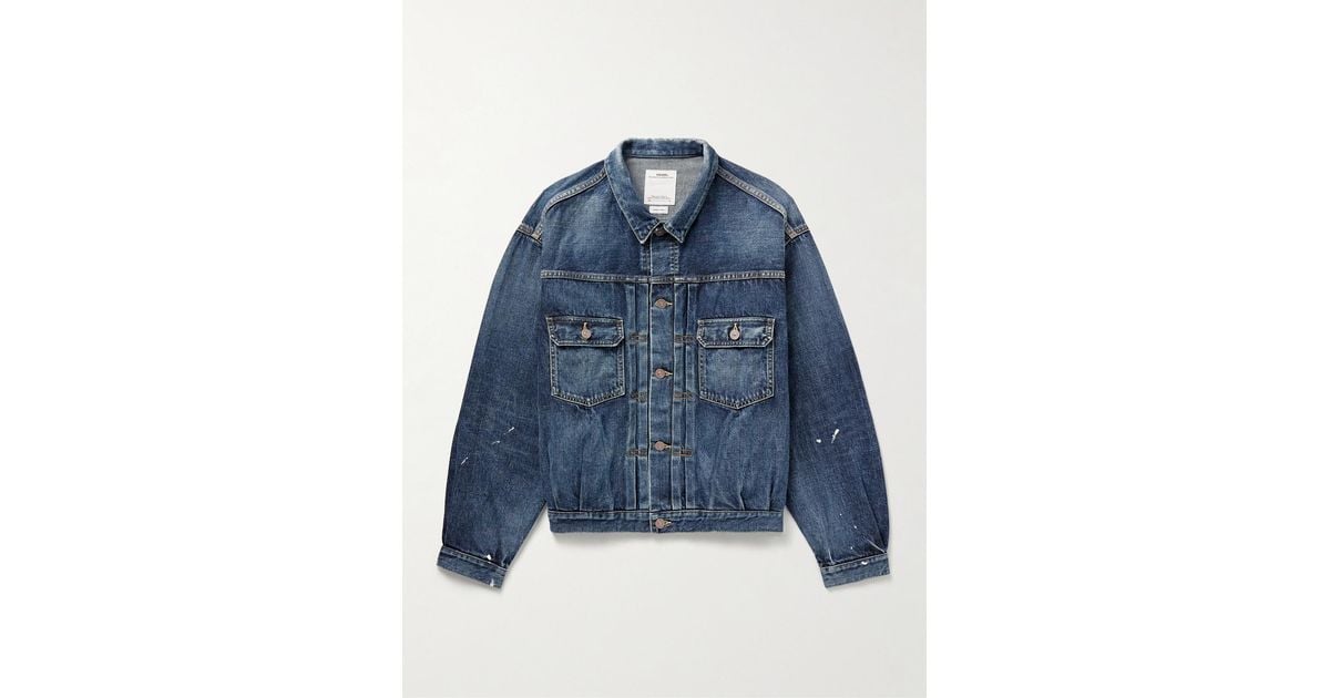 Visvim Social Sculpture 101 Paint-Splattered Denim Jacket in Blue for Men | Lyst UK