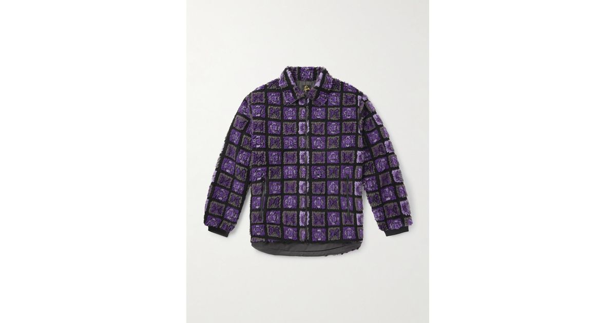 Needles Checked Fleece Zip-Up Jacket in Blue for Men | Lyst UK