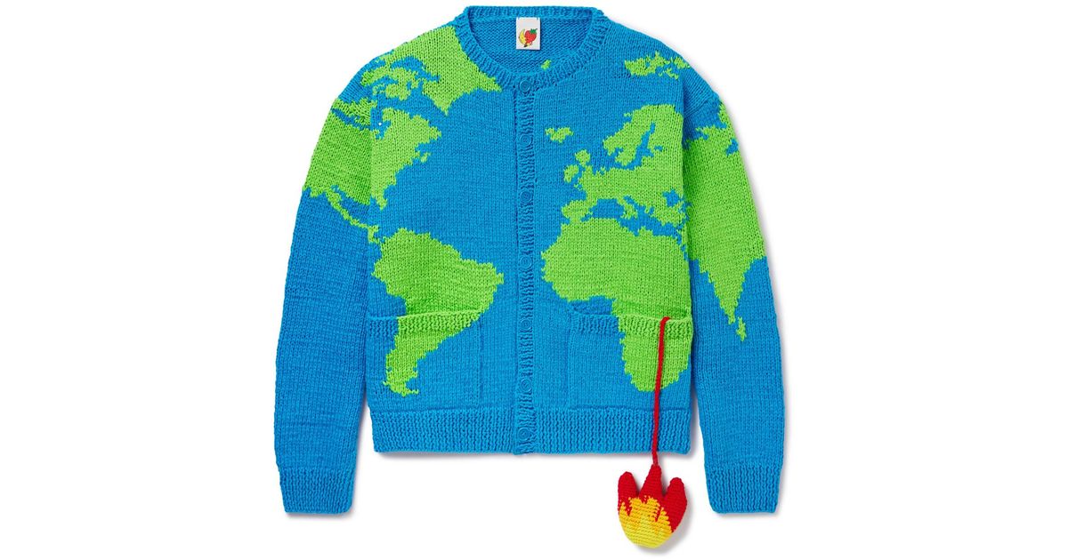 Sky High Farm Stuffie Jacquard-knitted Cotton Cardigan in Blue for Men ...