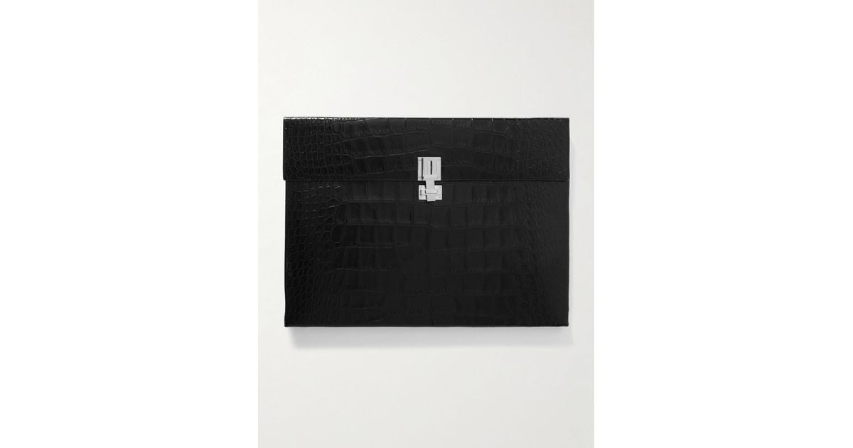 Tom Ford Croc-effect Patent-leather Document Holder in Black for Men ...