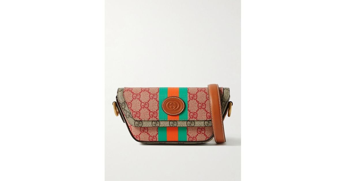 Gucci GG Mini Leather-trimmed Monogrammed Coated-canvas Messenger Bag ...