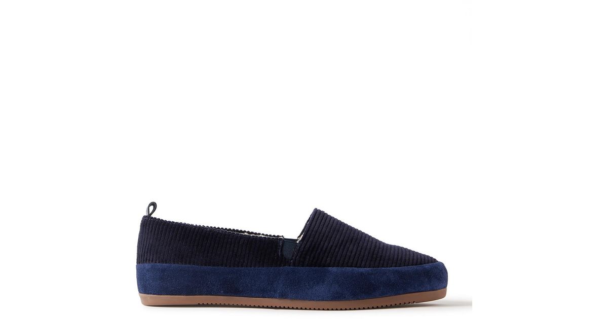Mulo Shearling-lined Suede-trimmed Cotton-corduroy Loafers in Blue for ...