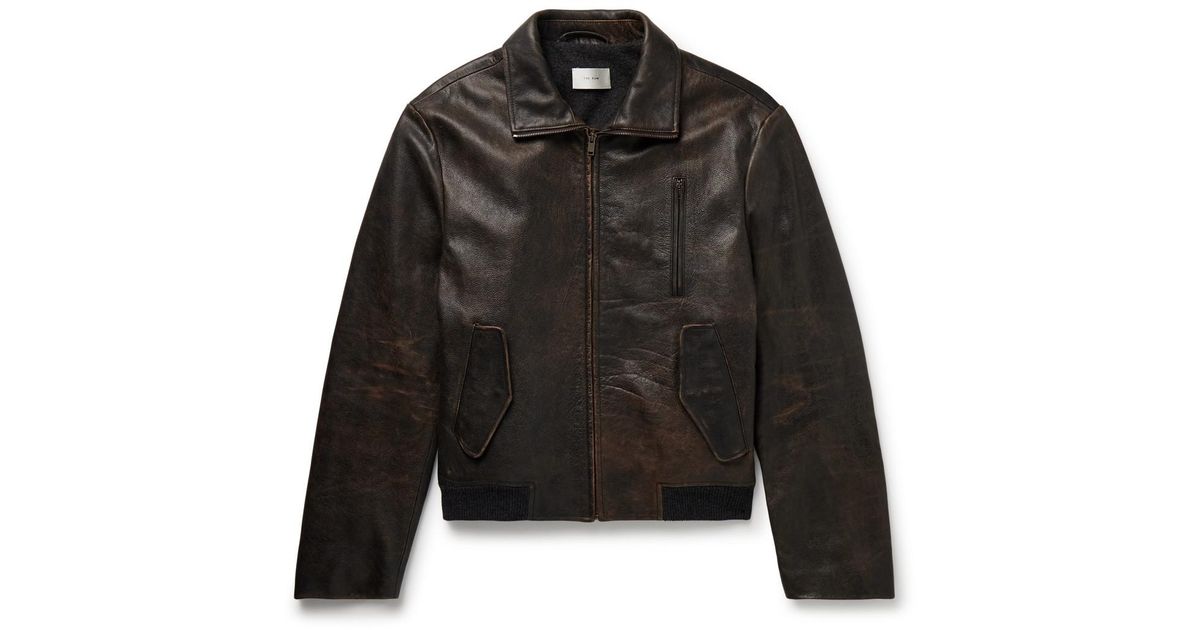 The Row Akia Leather Jacket in Black for Men | Lyst