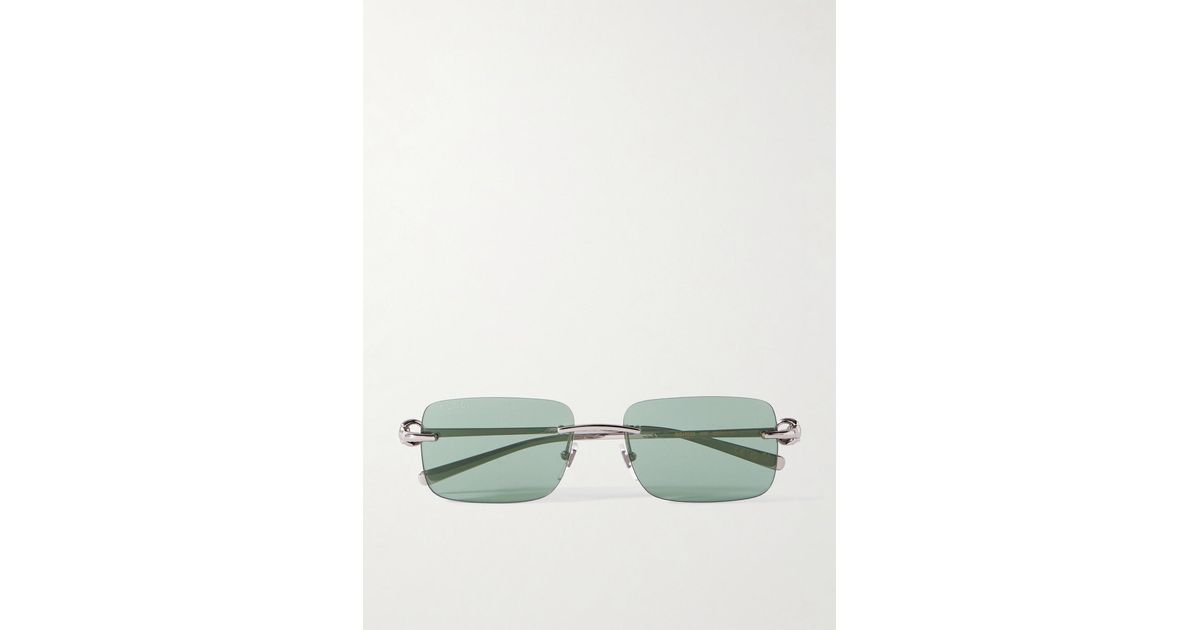 Gucci Rimless Rectangular-Frame-Tone Sunglasses in Green for Men | Lyst UK