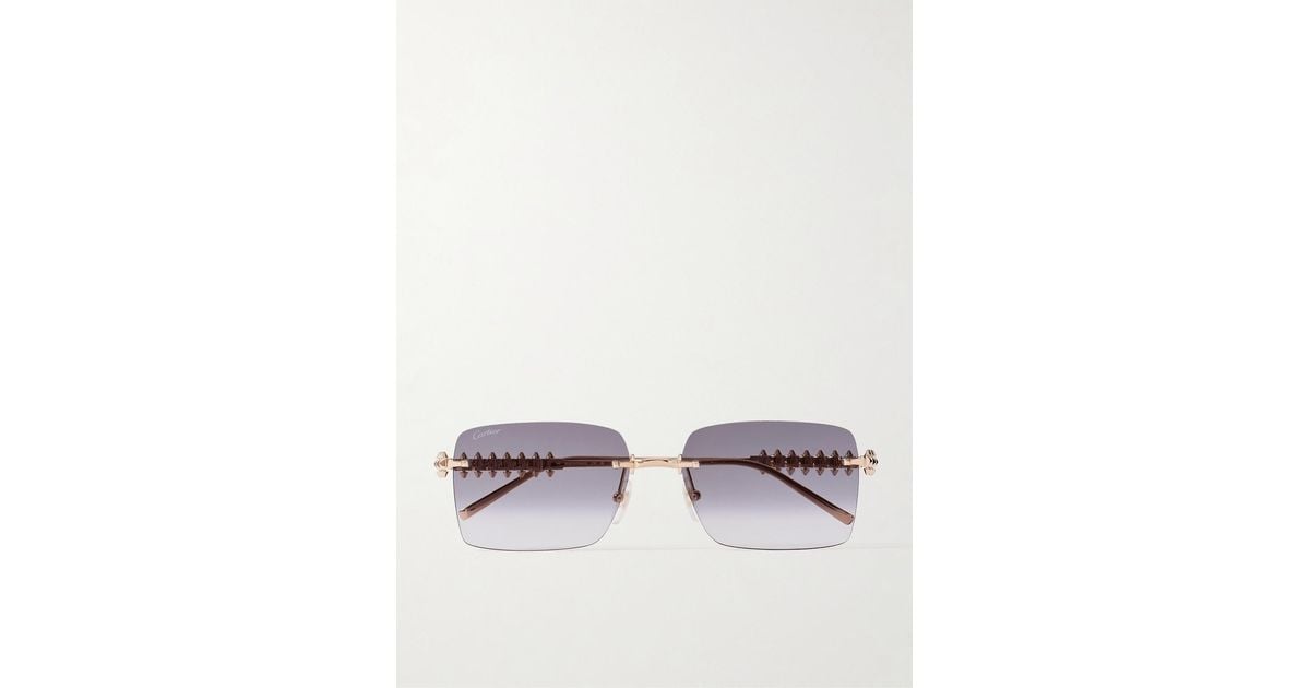 Cartier Clash De Cartier Rimless Rectangular-frame Gold-tone Sunglasses ...