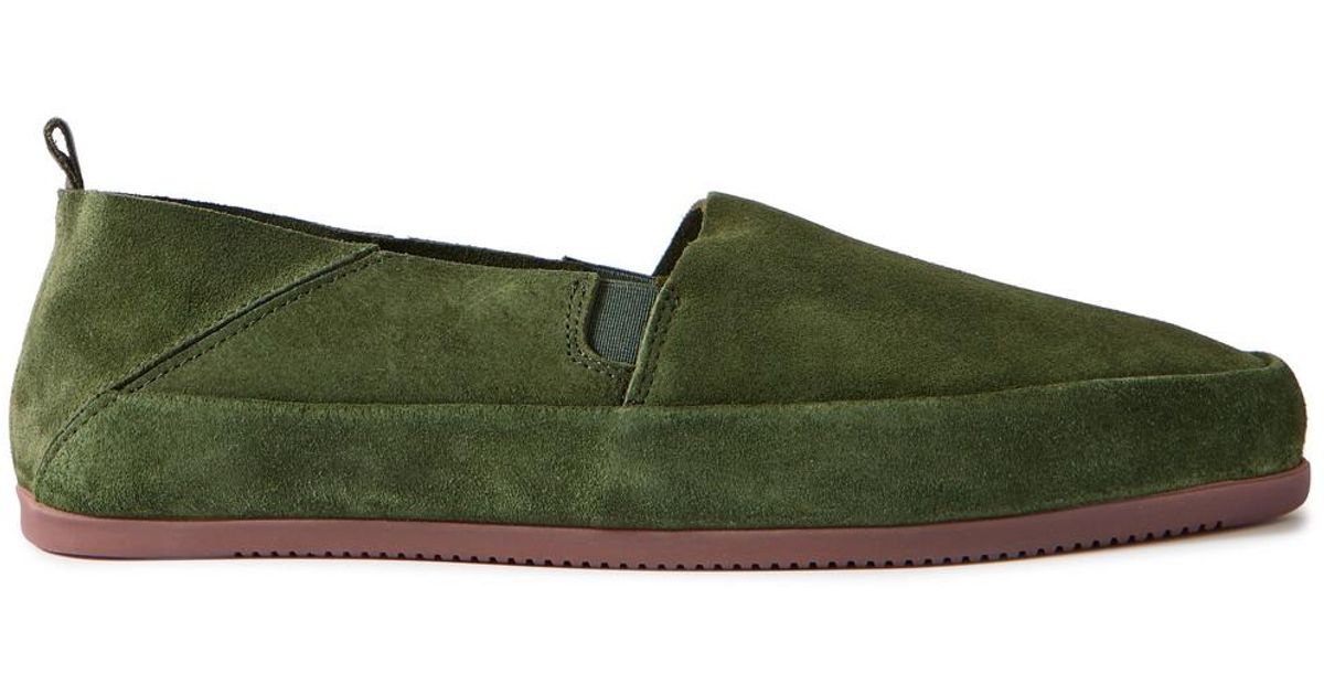 Mulo Collapsible-Heel Suede Loafers in Green for Men | Lyst