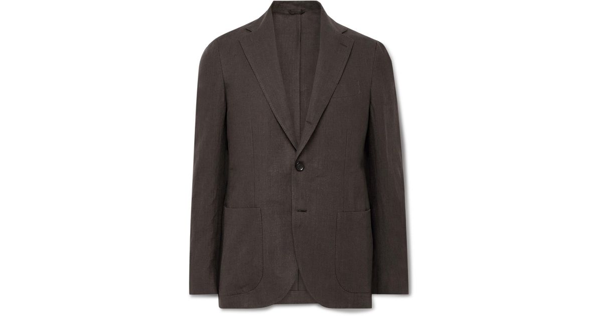 De Petrillo Linen Suit Jacket in Black for Men | Lyst
