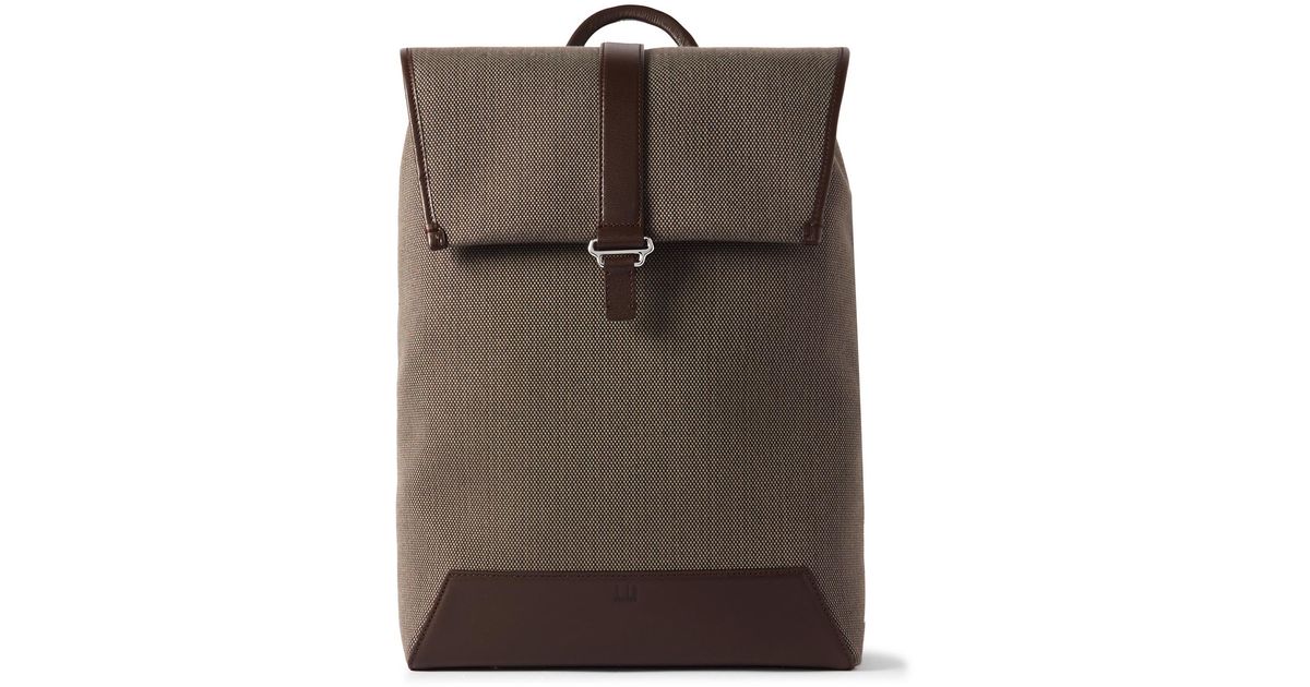dunhill 1893 Leather-trimmed Canvas Backpack in Brown for Men | Lyst