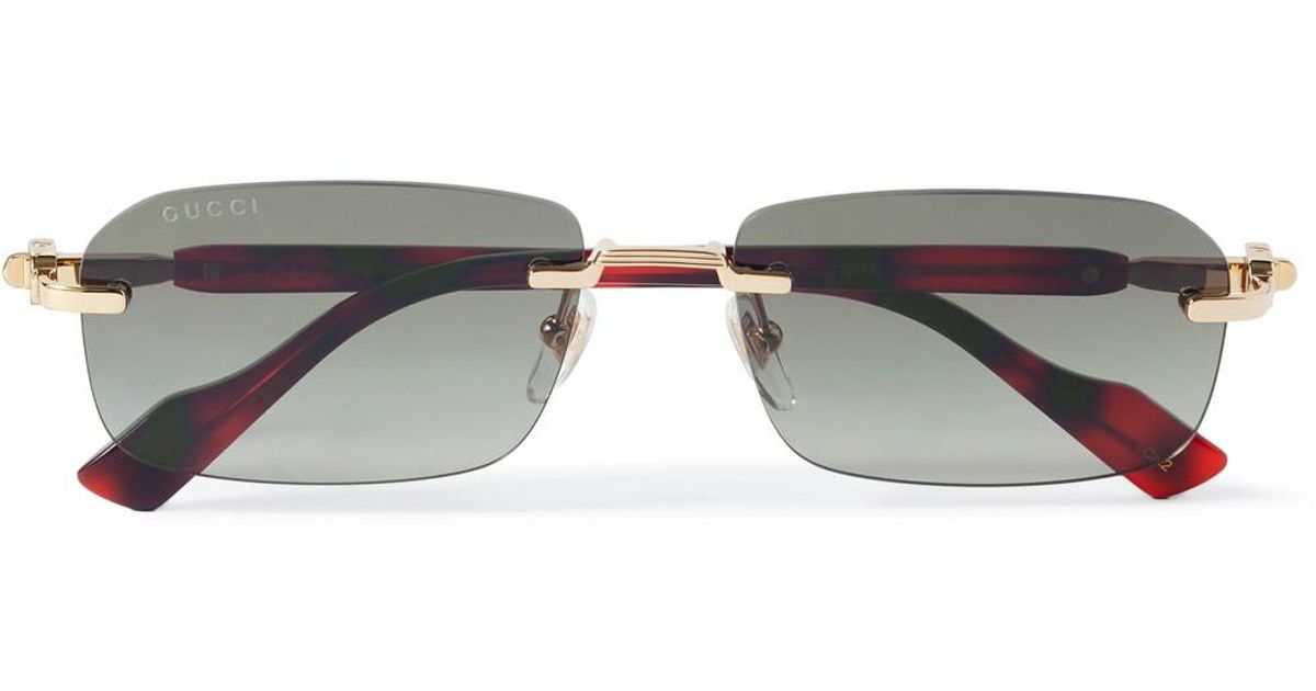 Gucci Rimless Rectangular-Frame-Tone And Tortoiseshell Acetate ...