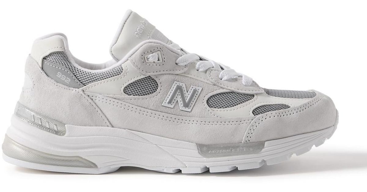 New Balance 992 Core Suede, Mesh And Leather Sneakers in White for Men ...