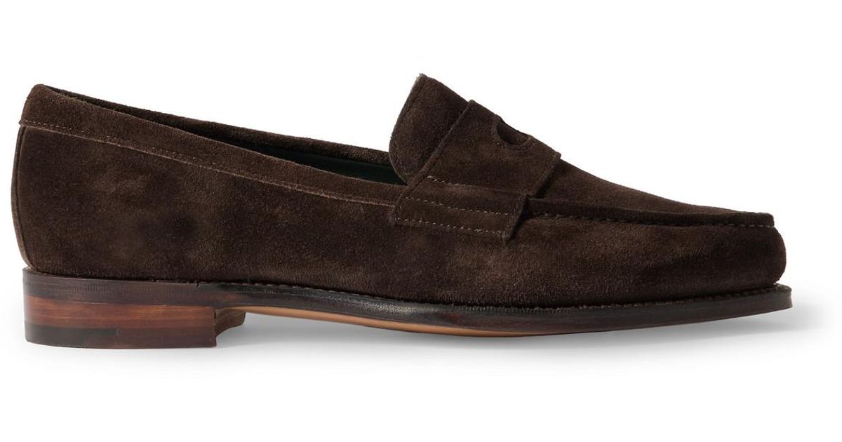 Drake's Charles Suede Penny Loafers in Brown for Men | Lyst