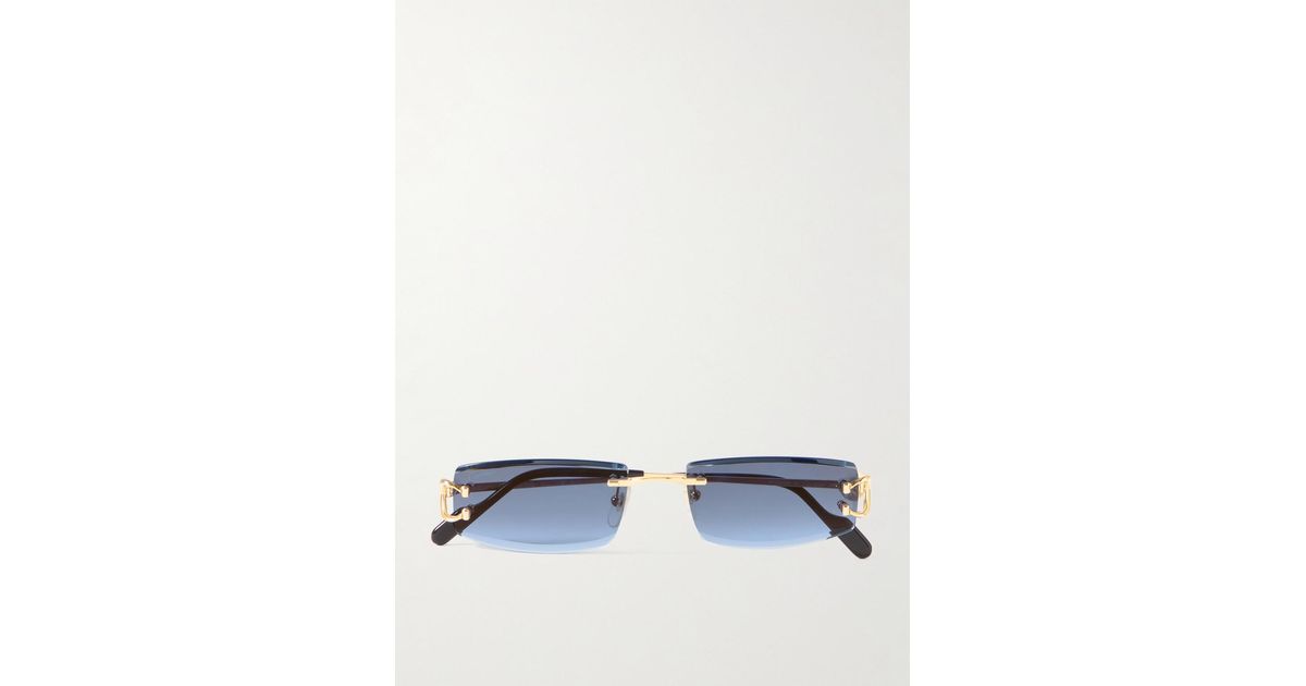 Cartier C De Cartier Rimless Rectangle-frame Gold-tone Sunglasses in ...