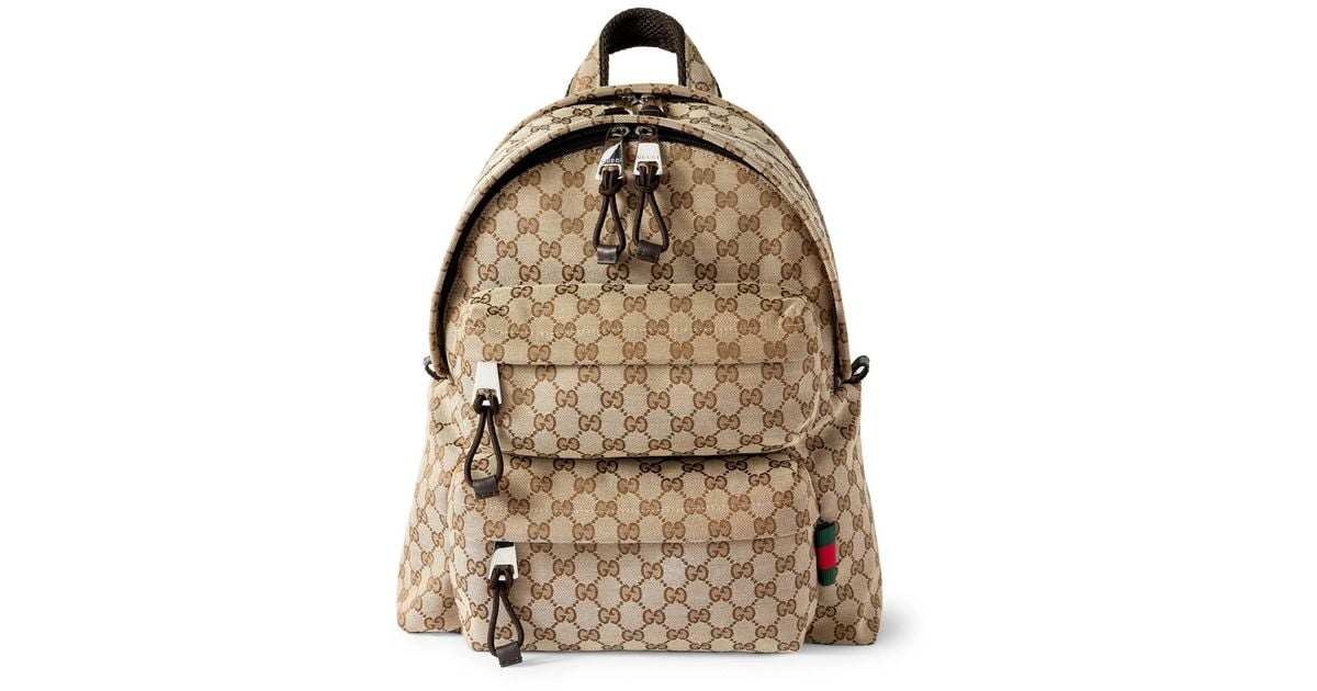 Gucci Monogrammed Coated-Canvas Backpack in Natural for Men | Lyst