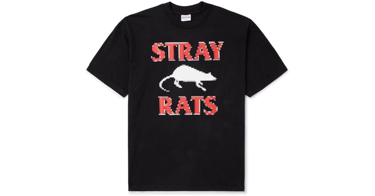 Stray Rats Pixel Rodenticide Logo-print Cotton-jersey T-shirt in Black ...