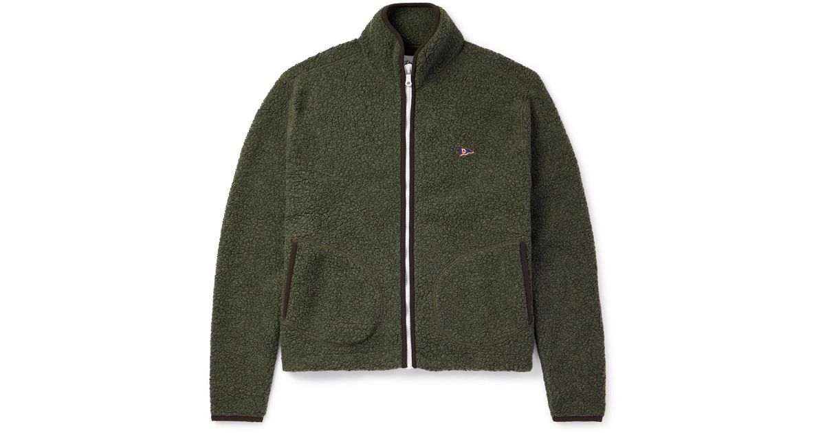Drake's Logo-embroidered Wool-blend Bouclé Jacket in Green for Men | Lyst