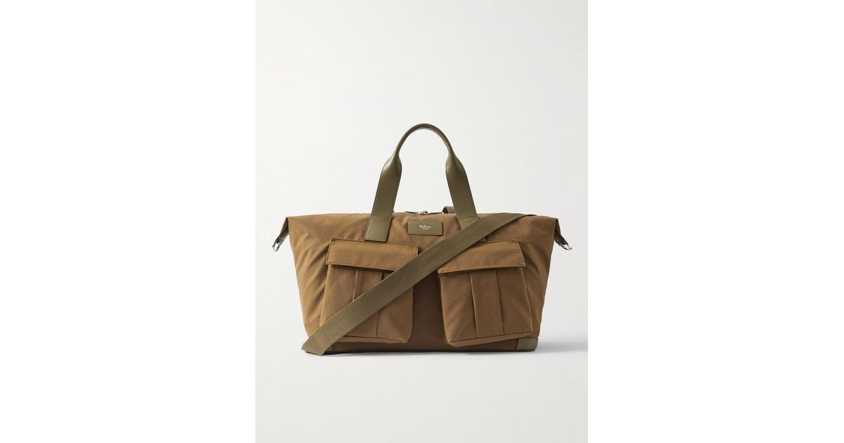 Mulberry Leather-trimmed Waxed-cotton Weekend Bag in Natural for Men ...