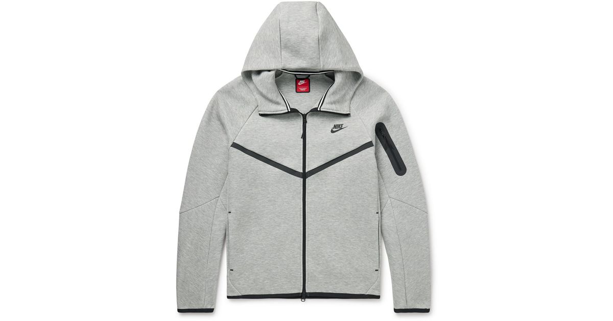 Nike Logo-print Cotton-blend Tech Fleece Zip-up Hoodie in Gray for Men | Lyst