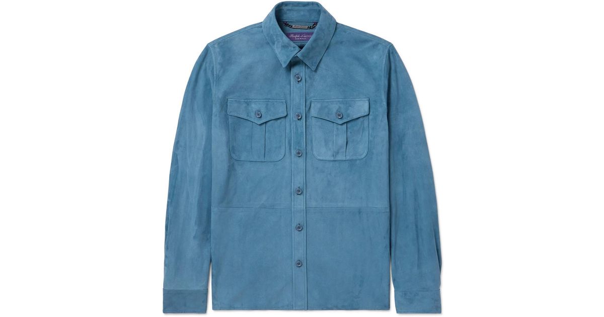 Ralph Lauren Barron Suede Shirt Jacket in Blue for Men | Lyst