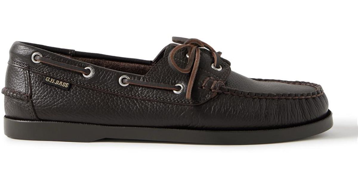 G.H. Bass & Co. Jetty Ii Full-Grain Leather Boat Shoes in Black for Men ...