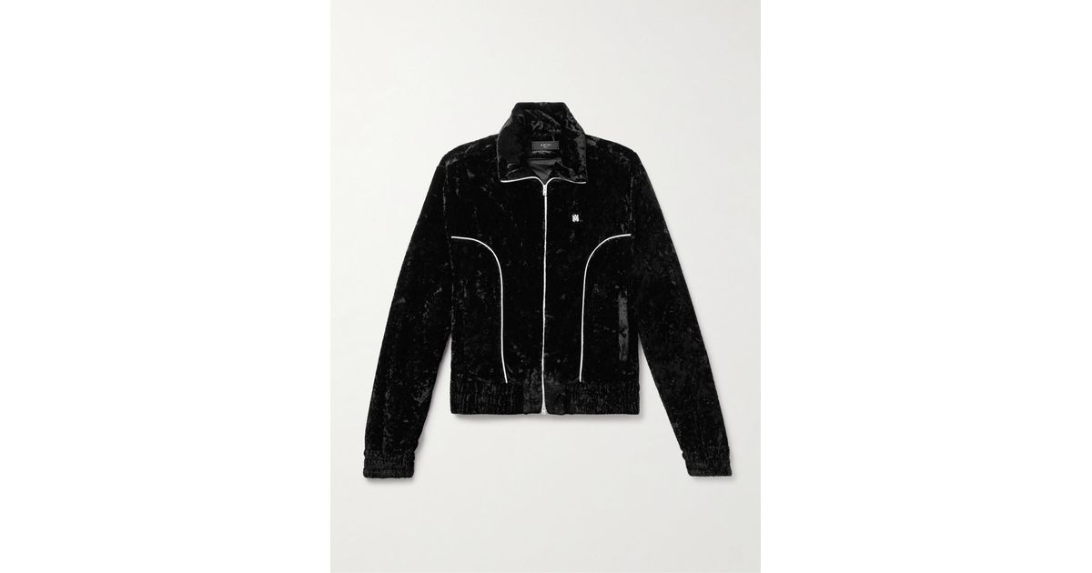 Amiri Logo-appliquéd Crushed-velvet Track Jacket in Black for Men | Lyst UK