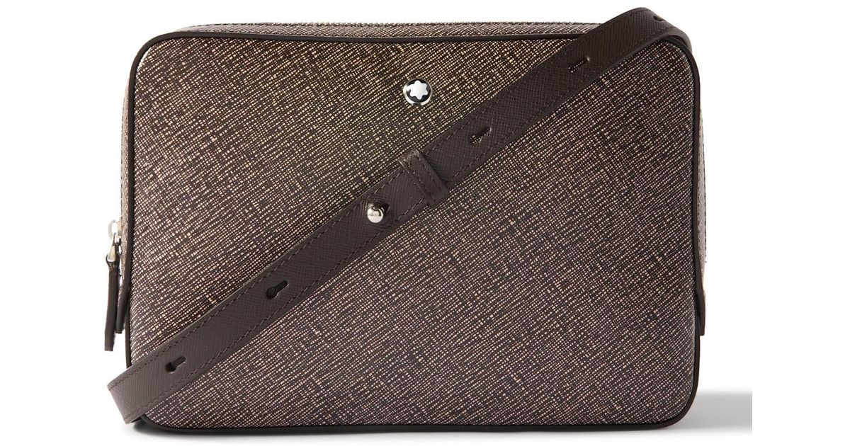 Montblanc Cross-grain Leather Messenger Bag in Brown for Men | Lyst