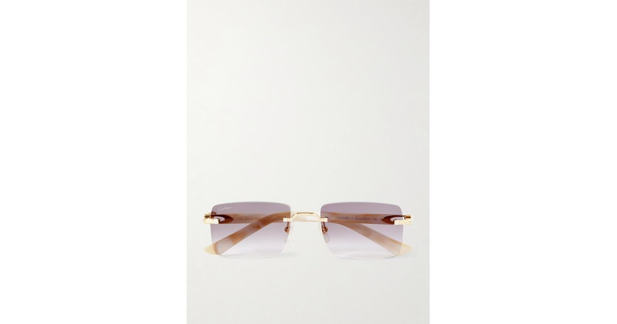 Cartier Signature C Rimless Rectangular-frame Gold-tone And Acetate ...