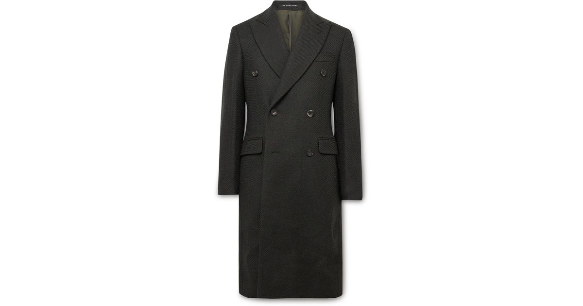Richard James Slim-Fit Double-Breasted Wool-Hopsack Coat in Black for ...