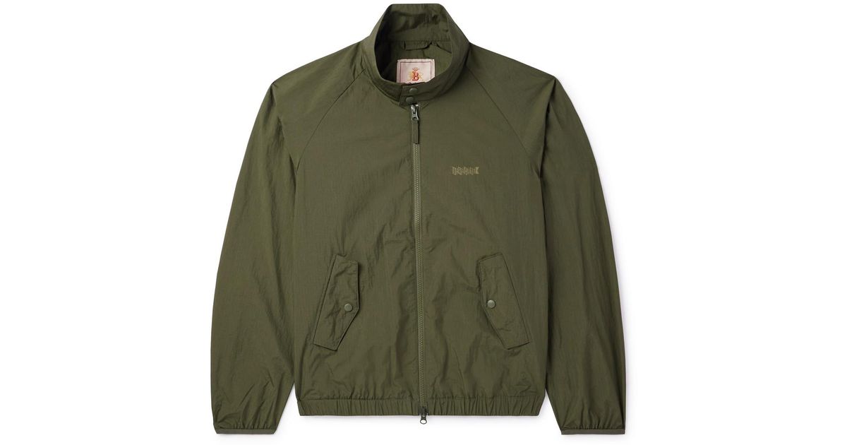 Baracuta G9 Logo-Print Shell Harrington Jacket in Green for Men | Lyst