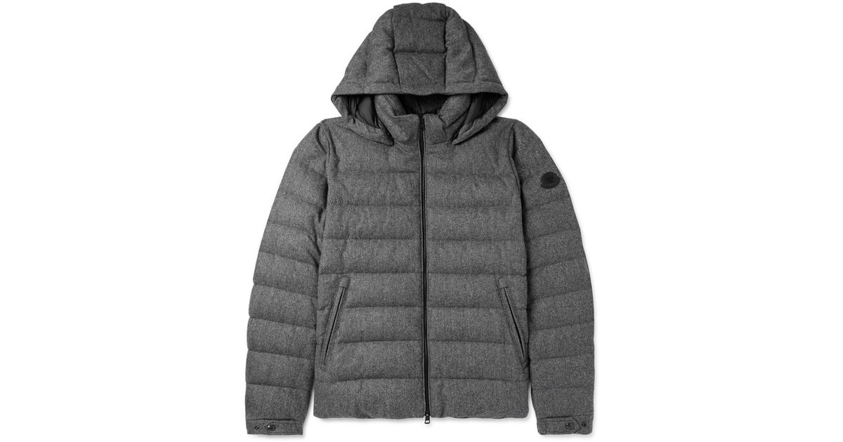 Moncler Arneb Herringbone Virgin Wool-blend Hooded Down Jacket in Gray for Men | Lyst