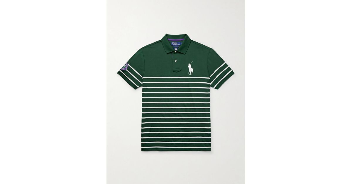 Polo Ralph Lauren Wimbledon Ballperson Logo-Embroidered Appliquéd Stretch-Jersey Polo Shirt in ...