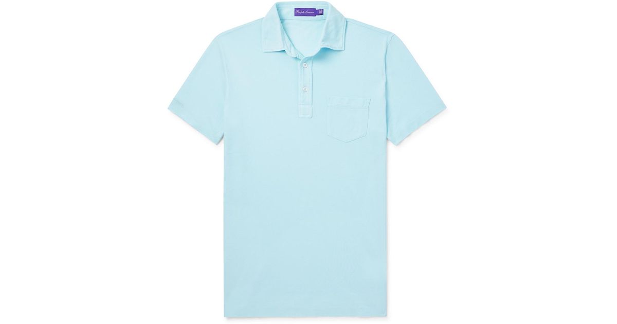 Ralph Lauren Slim-fit Washed Cotton-piqué Polo Shirt in Blue for Men | Lyst