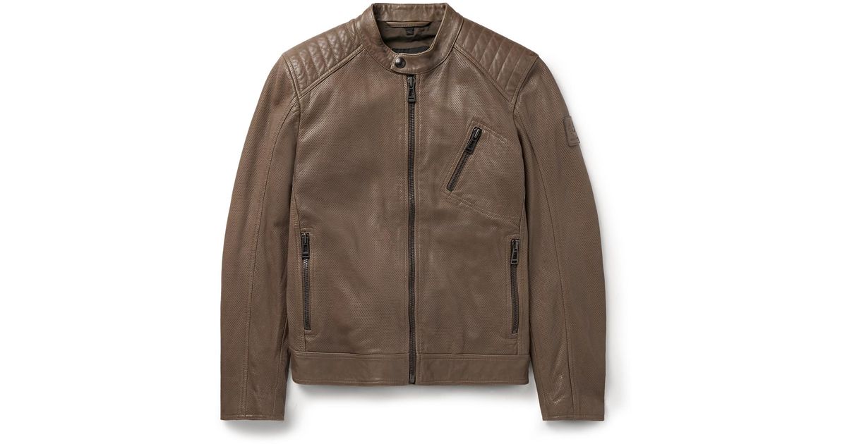 Belstaff V Racer Air Perforated Leather Jacket in Brown for Men | Lyst