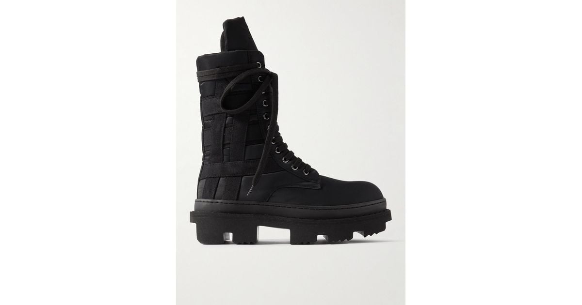 Rick Owens Army Megatooth Canvas And Shell Lace-up Boots in Black for ...