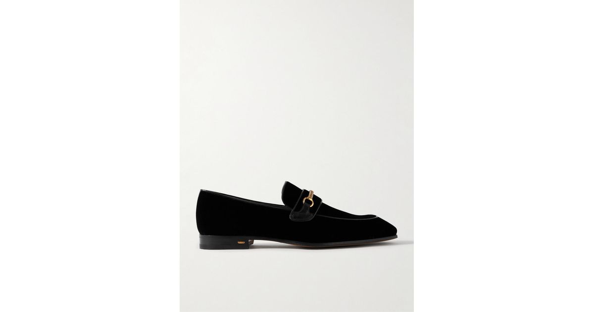 Tom Ford Bailey Chain-Embellished Leather-Trimmed Velvet Loafers in ...
