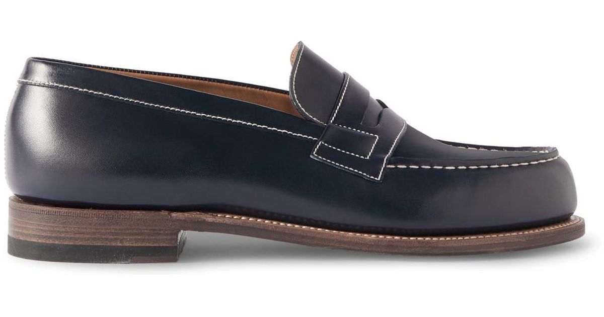 J.M. Weston 180 Glossed-Leather Loafers in Blue for Men | Lyst