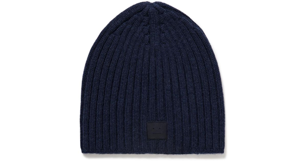 Acne Studios Kubi Logo-appliquéd Ribbed Wool And Yak-blend Beanie in ...
