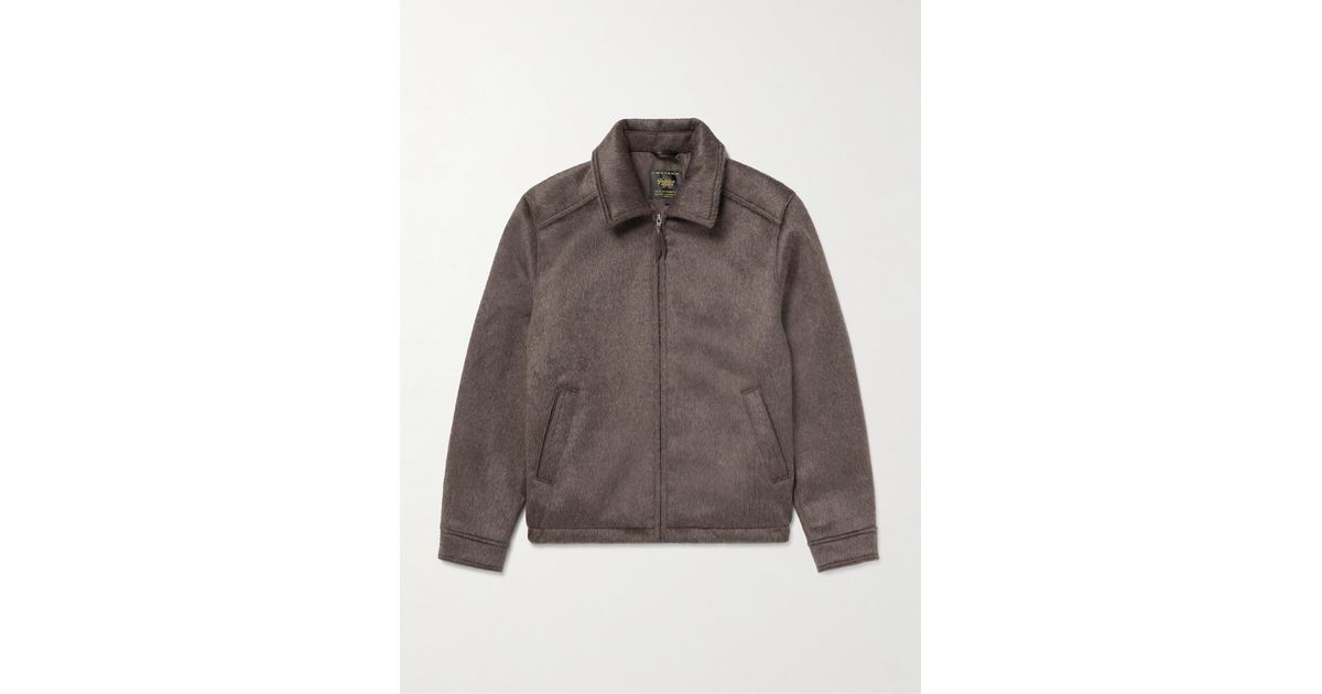 Golden Bear The Stockton Leather-Trimmed Brushed Wool Jacket in Brown ...