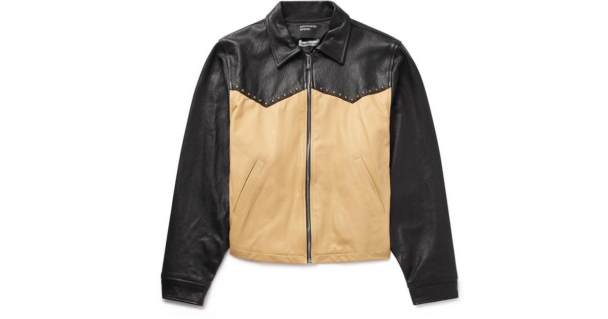 Enfants Riches Deprimes Studded Colour-block Leather Jacket in Black ...