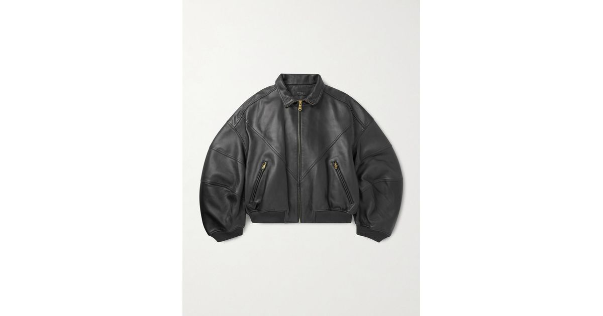 Willy Chavarria Ruff Rider Oversized Panelled Leather Jacket in Grey ...