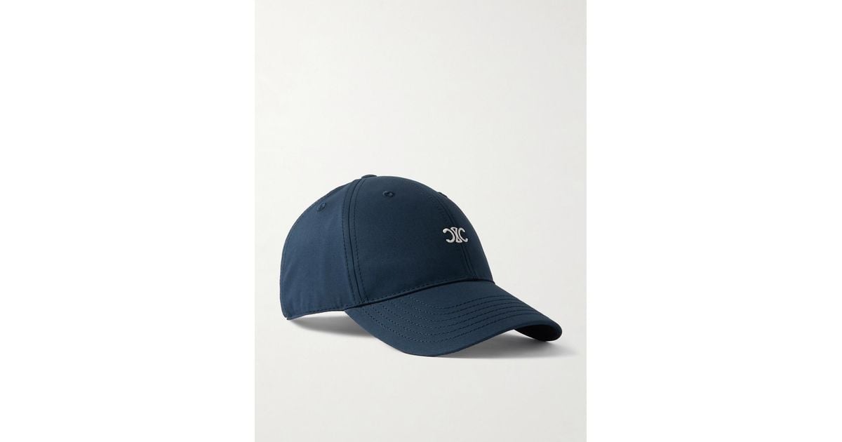 Celine Triomphe Logo-Embroidered Cotton-Gabardine Baseball Cap in Blue ...