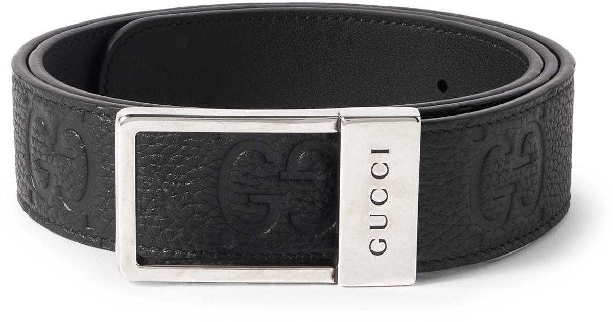 Gucci 3.5Cm Logo-Debossed Full-Grain Leather Belt in Black for Men | Lyst