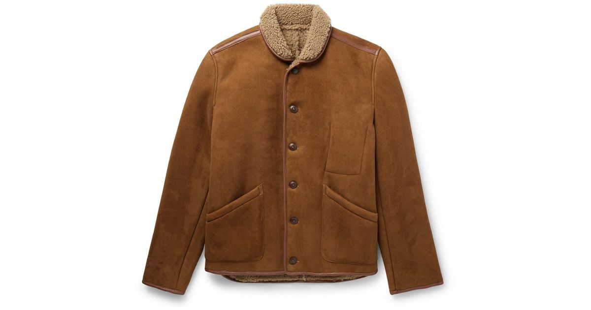 YMC Brainticket Mk1 Leather-trimmed Shearling Jacket in Brown for Men ...