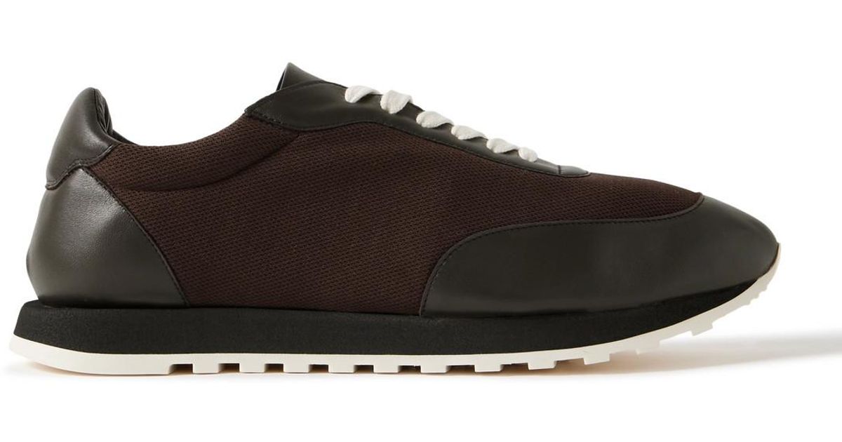 The Row Owen Leather-Trimmed Mesh Sneakers in Black for Men | Lyst