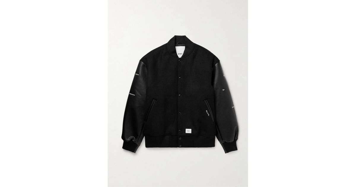 WTAPS Logo-appliquéd And Embroidered Melton Wool-blend Felt Bomber Jacket in Black for Men | Lyst UK