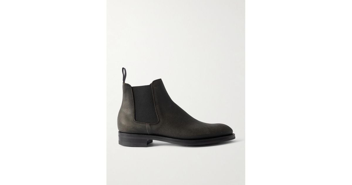 Edward Green Govan Waxed-Suede Chelsea Boots in Black for Men | Lyst UK