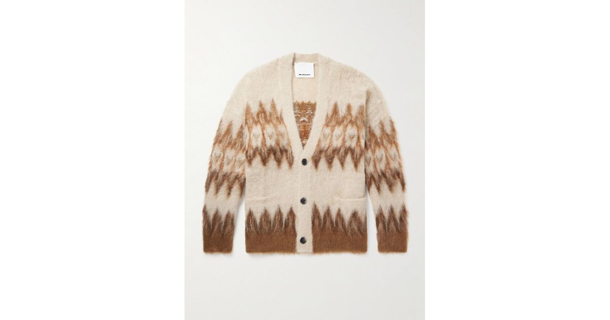 Isabel Marant Nielson Oversized Fair Isle Brushed-Knit Cardigan in ...