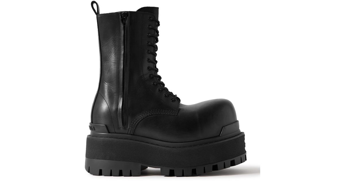 Balenciaga Giant Logo-embellished Leather Boots in Black for Men | Lyst