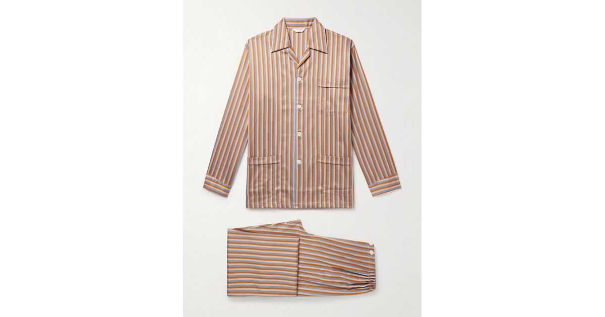 Derek Rose Wellington Striped Cotton-Poplin Pyjama Set in Natural for ...