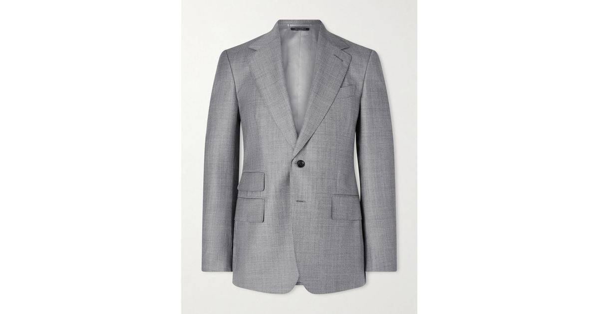 Tom Ford Shelton Super 110S Wool Blazer in Grey for Men | Lyst UK
