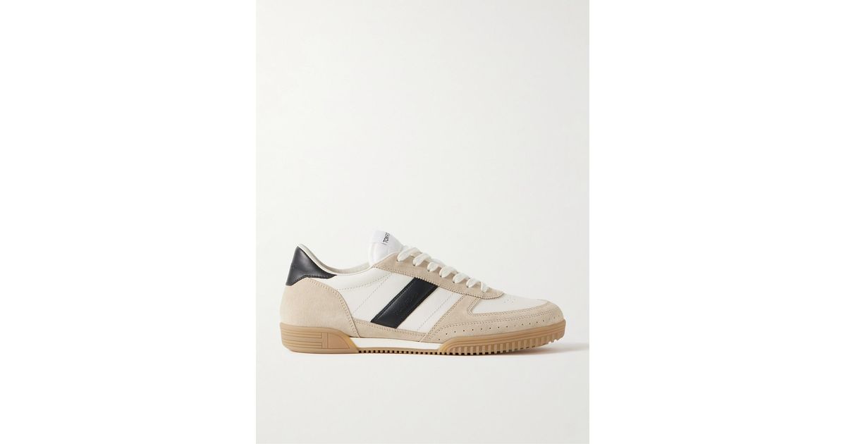 Tom Ford Terence Leather And Suede Sneakers in Natural for Men | Lyst UK